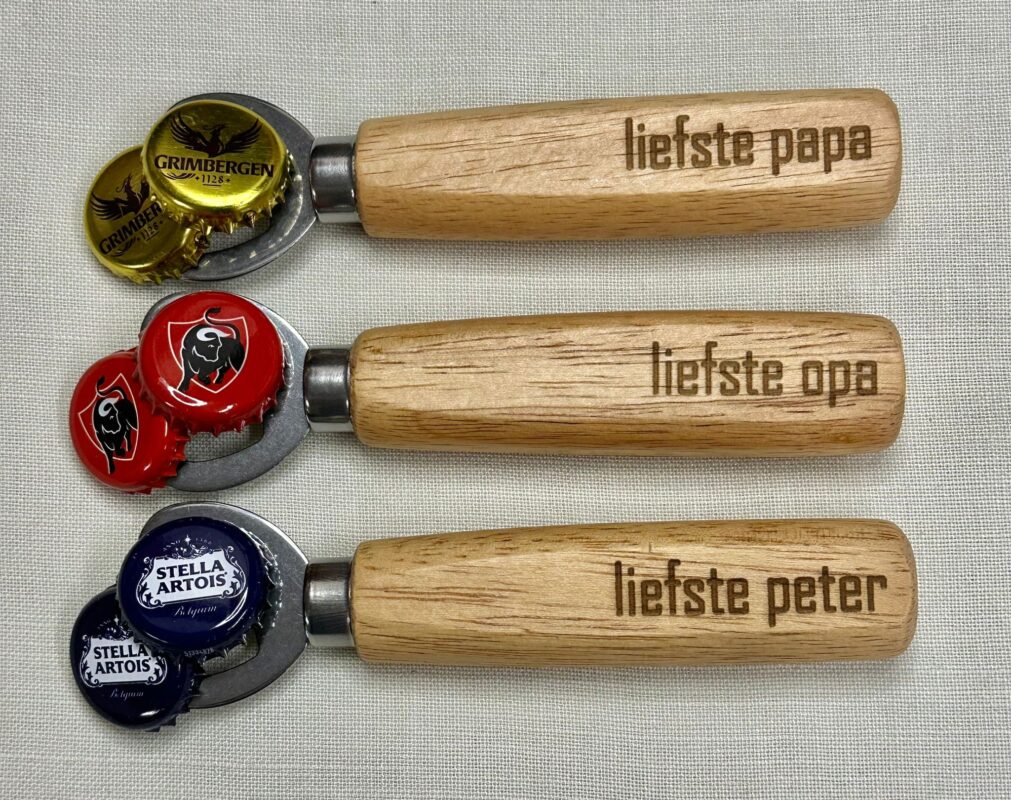 Houten flesopener - Created Loppem